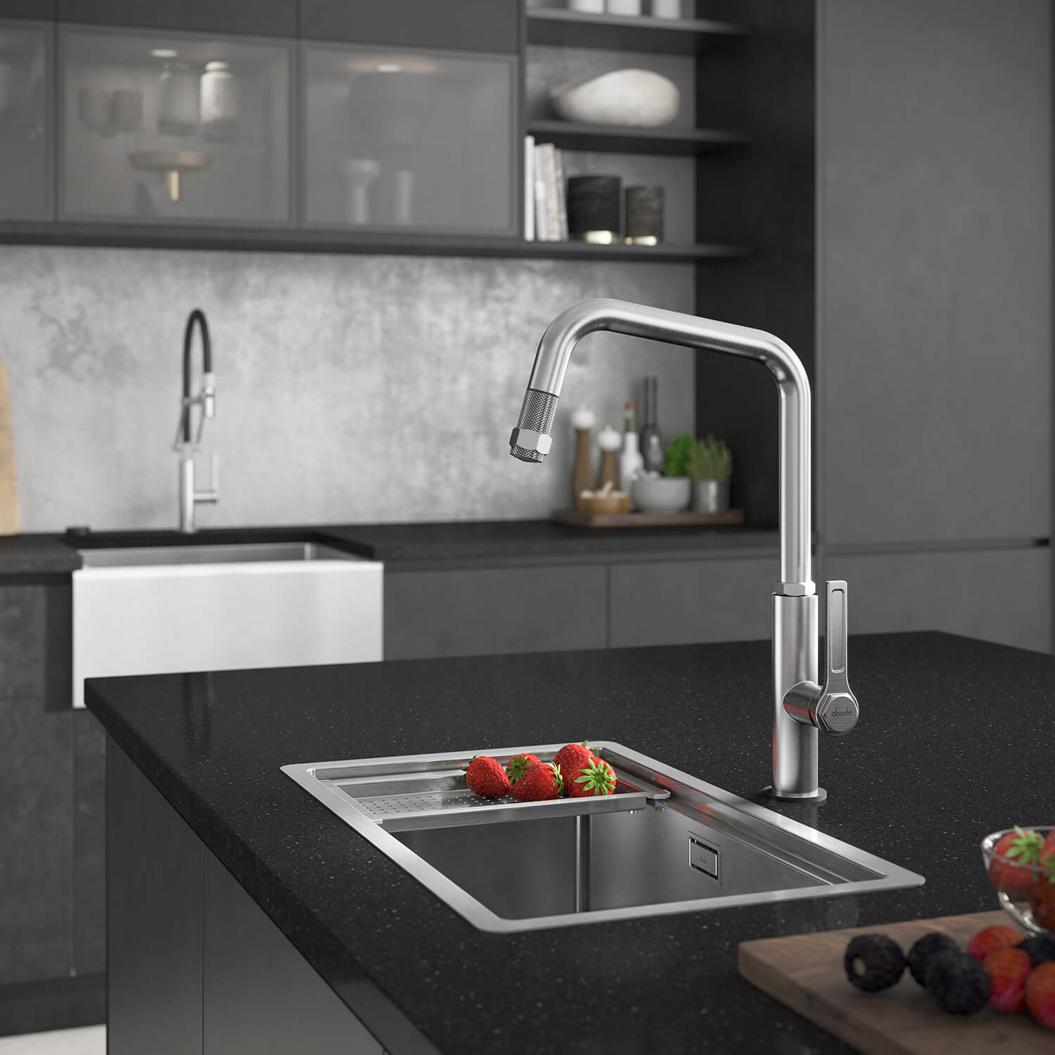 Abode Hex Industrial Single Lever Mono Pull Out Kitchen Mixer Tap ...