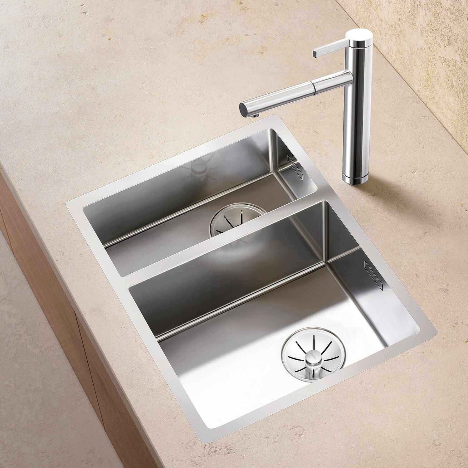 Blanco Claron 1.5 Bowl Satin Polish Stainless Steel Kitchen Sink ...