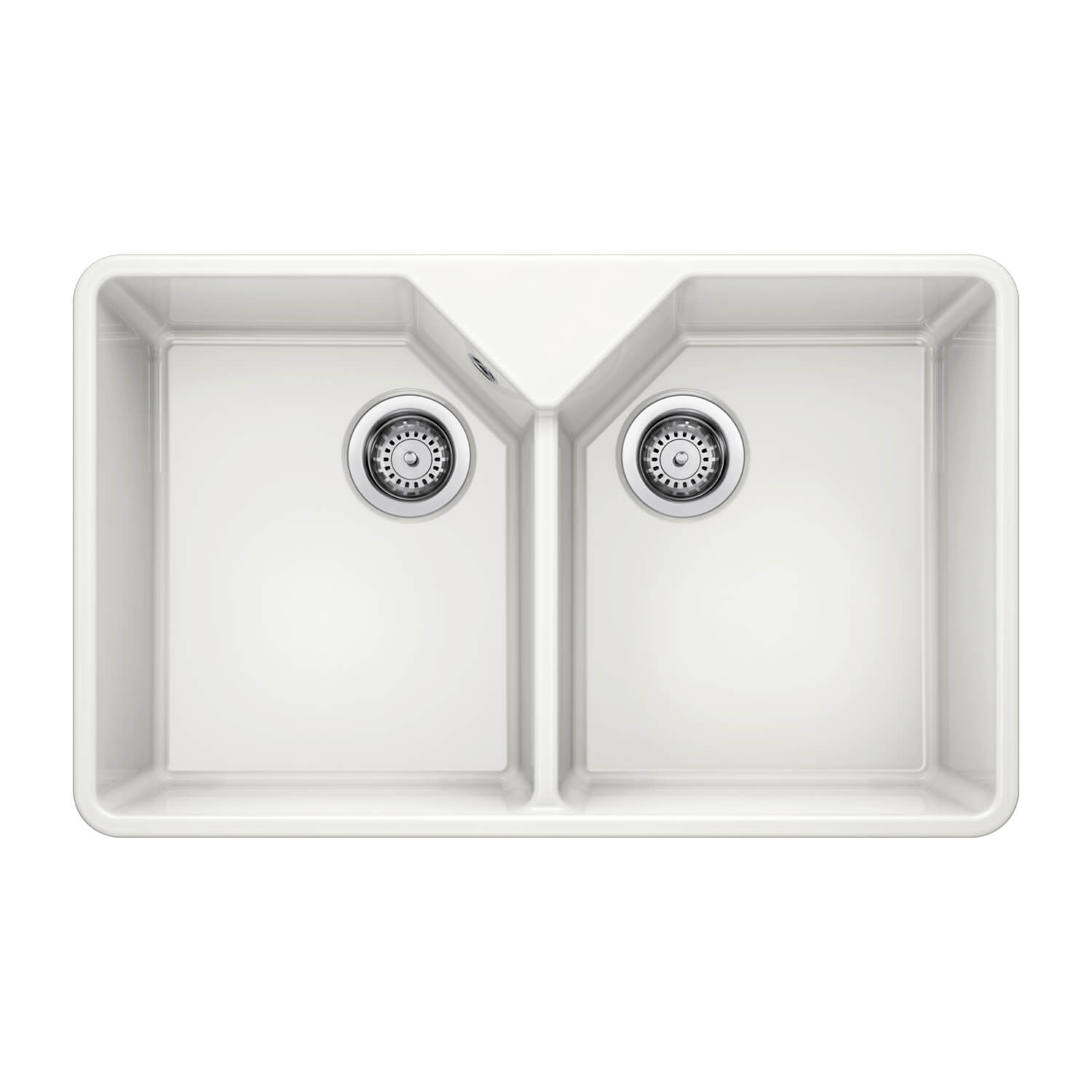 Blanco Villae Belfast Farmhouse Double Bowl Crystal Gloss White Ceramic ...