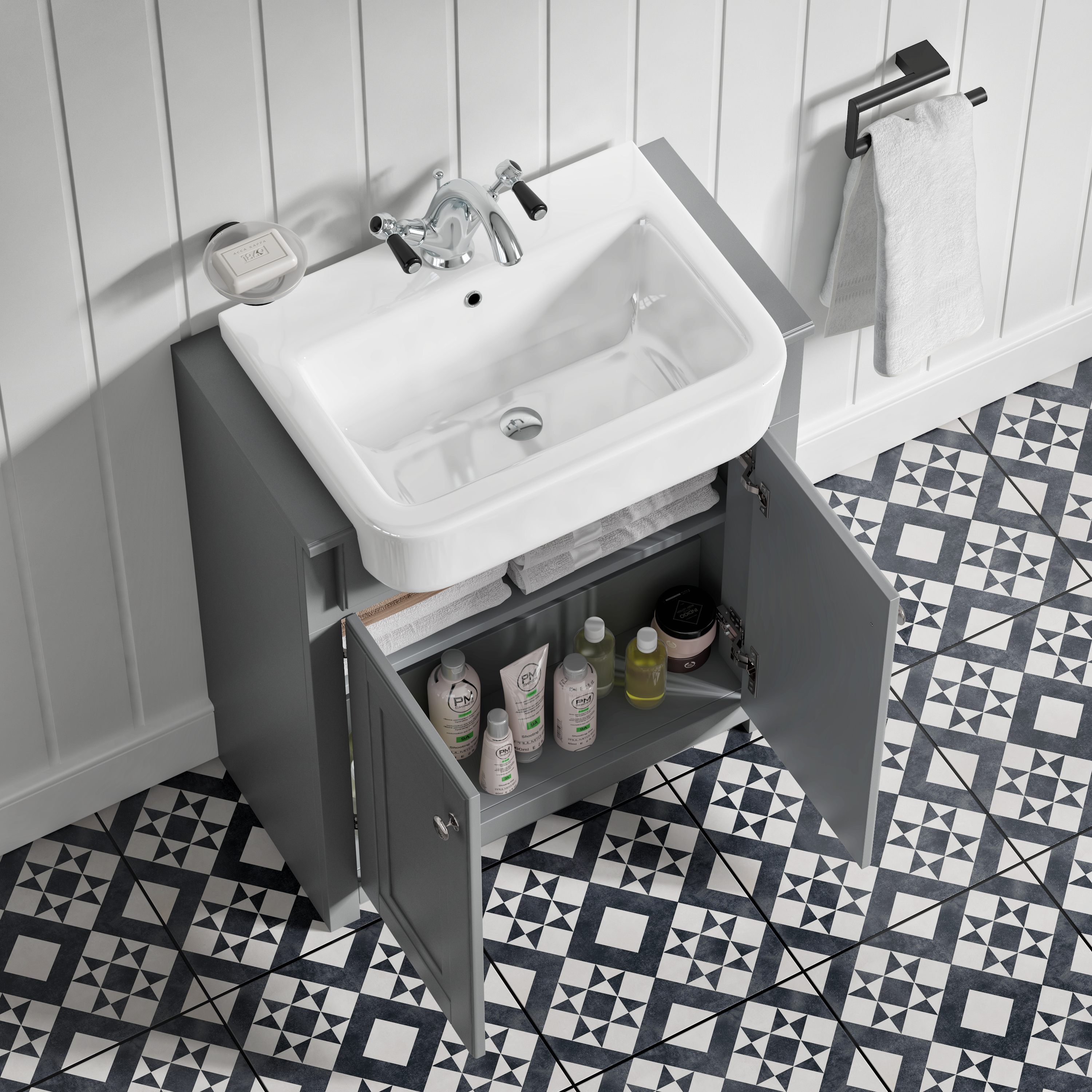Butler & Rose Darcy Traditional Floorstanding Vanity Unit with Belfast ...