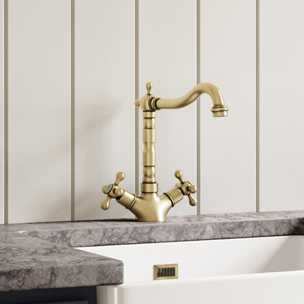 Butler & Rose Alba French Mono Kitchen Mixer - Antique Brass | Tap ...