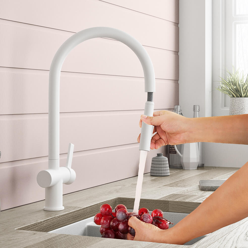 Just Taps VOS Pull Out Spray Single Lever Mono Kitchen Mixer - Matt ...