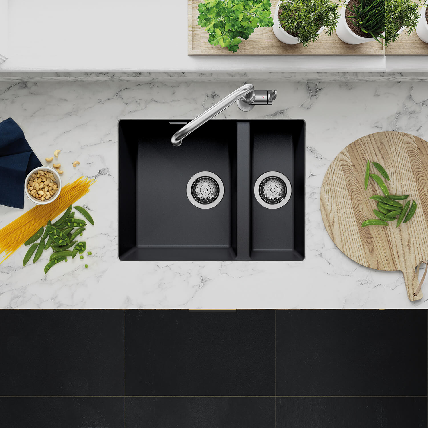 Clearwater Siena 1.5 Bowl Granite Composite Undermount Kitchen Sink ...