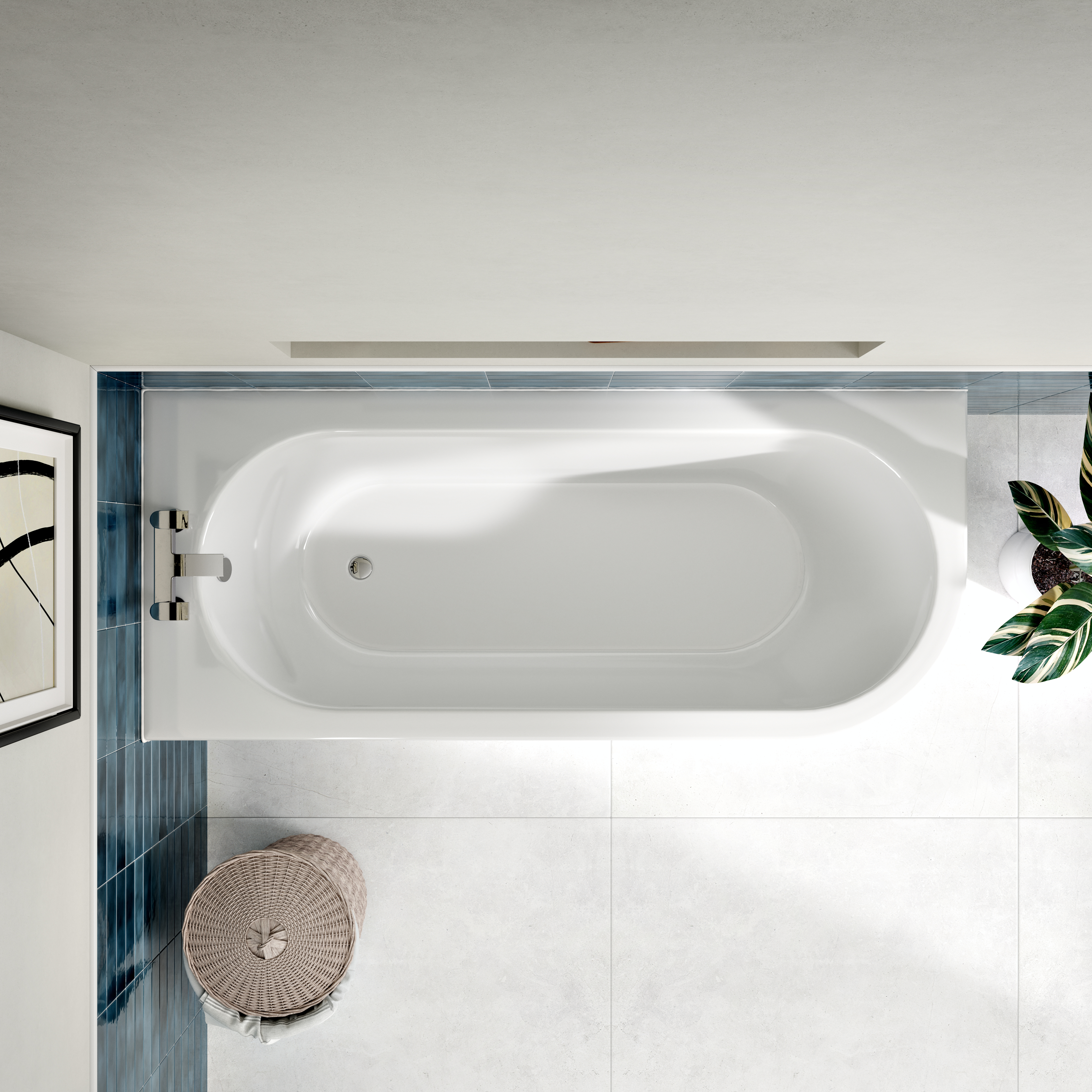 Drench J Shaped Single Ended Corner Bath & Bath Panel - 1700 x 720mm ...