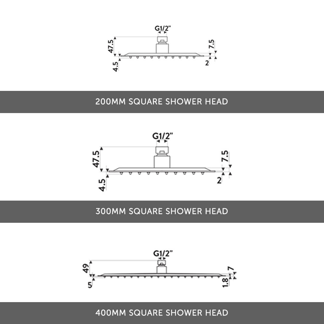 Drew Square Concealed Shower Valve with Fixed Head & Slide Rail Kit ...