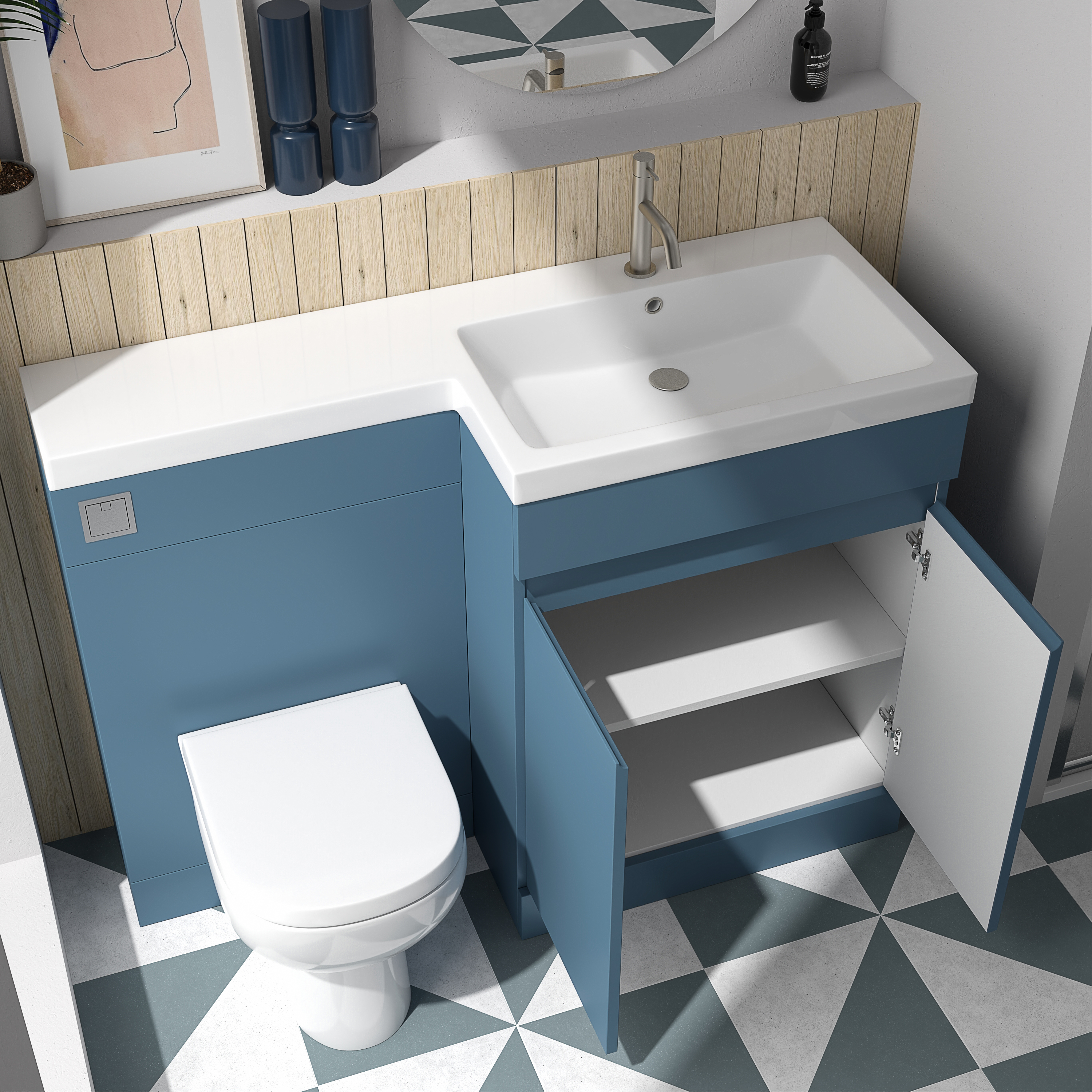 Dylan 1100mm Combination Basin & Toilet Unit - Blue | Tap Warehouse