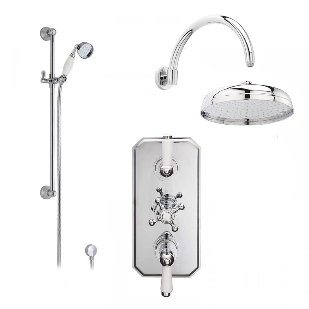 Butler & Rose Edith Concealed Shower Valve, Fixed Shower Head & Slide ...