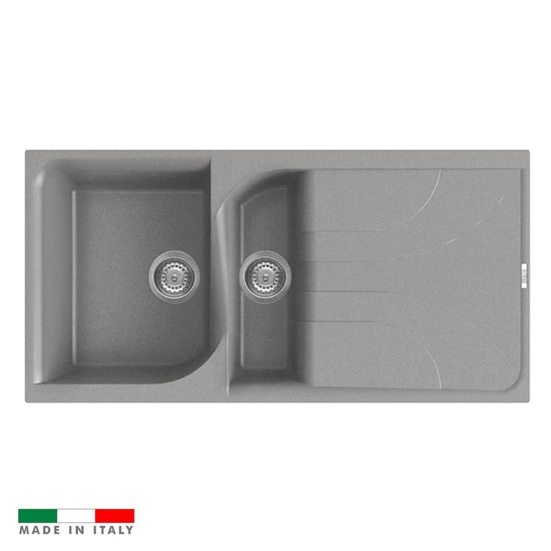 Reginox Ego Titanium Grey Granite Composite 1.5 Bowl Kitchen Sink ...