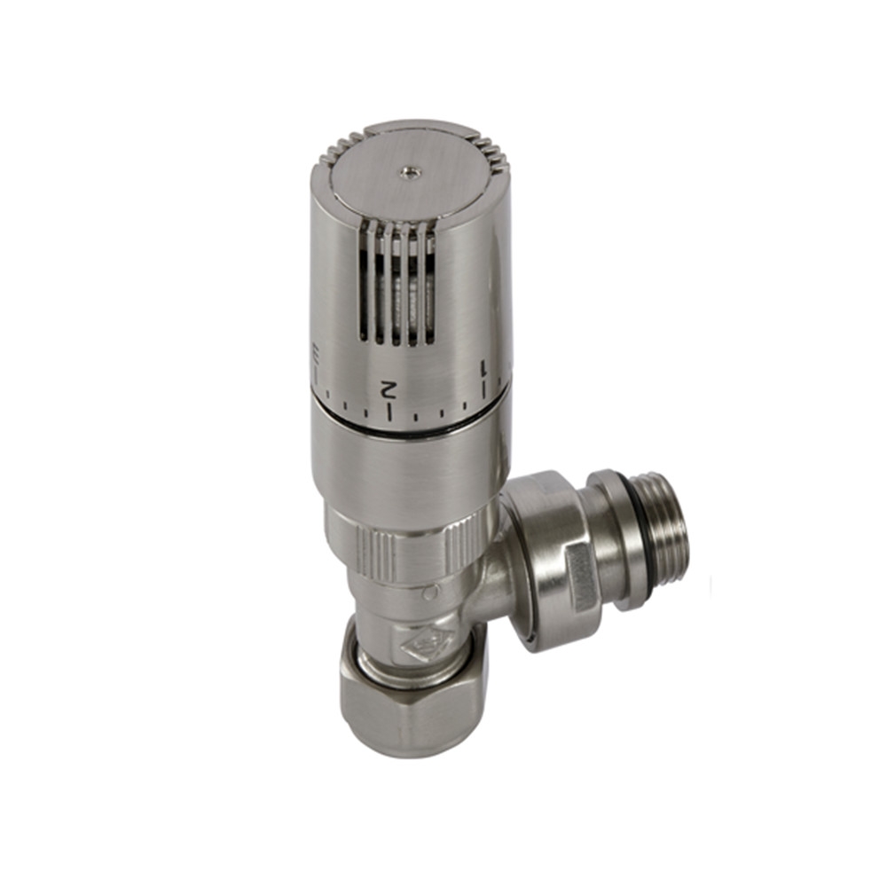 EliteHeat Straight Thermostatic Radiator Valves - Nickel | Tap Warehouse