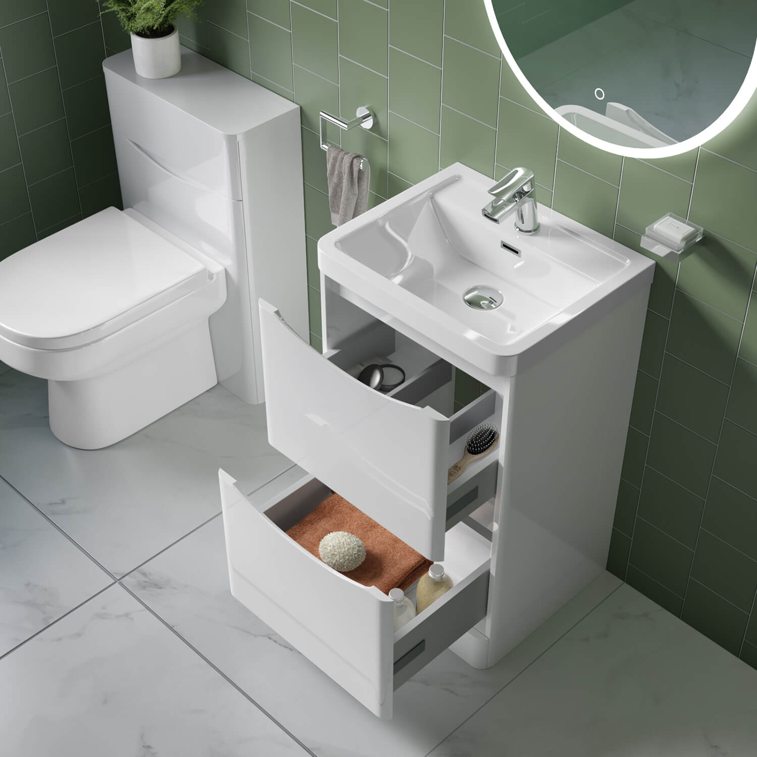 Harbour Clarity 500mm Floorstanding Vanity Unit & Basin | Tap Warehouse