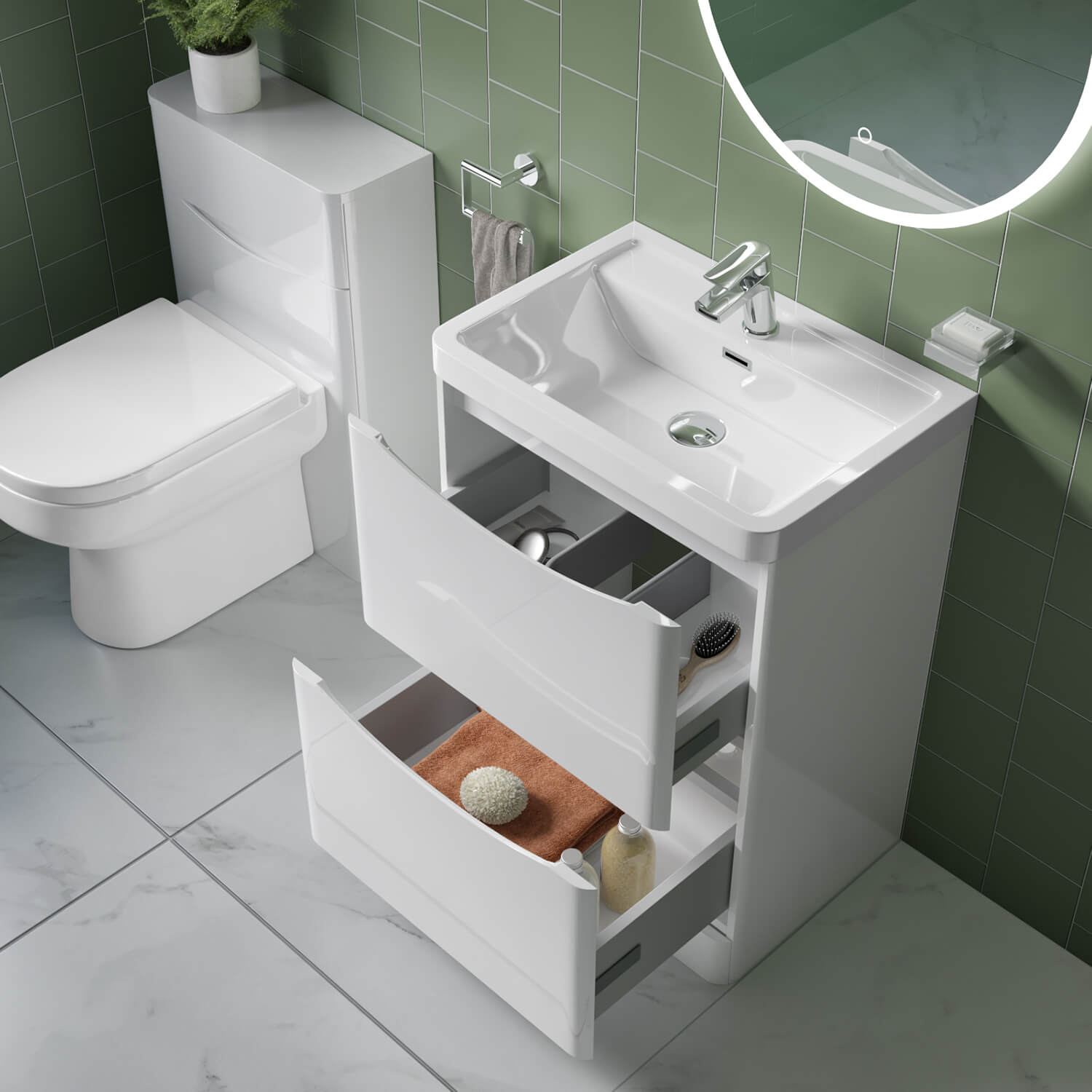 Harbour Clarity 600mm Floorstanding Vanity Unit & Basin | Tap Warehouse