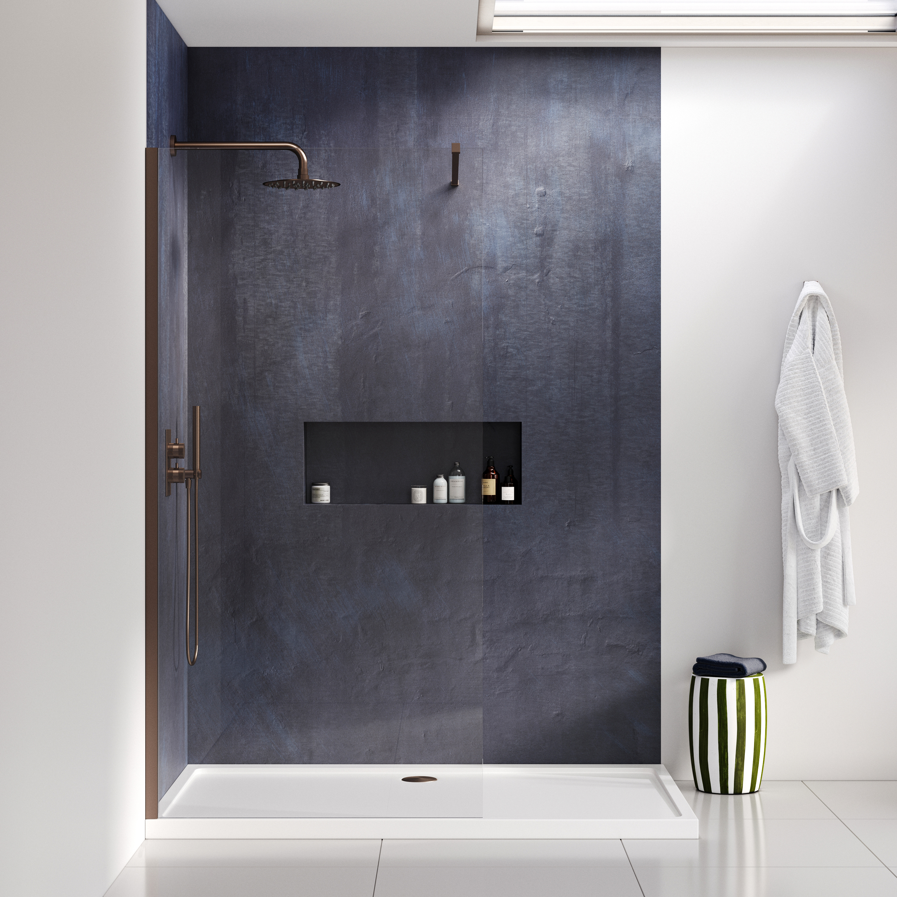 Harbour i8 Brushed Bronze Easy Clean 8mm Glass Shower Screen for Walk ...