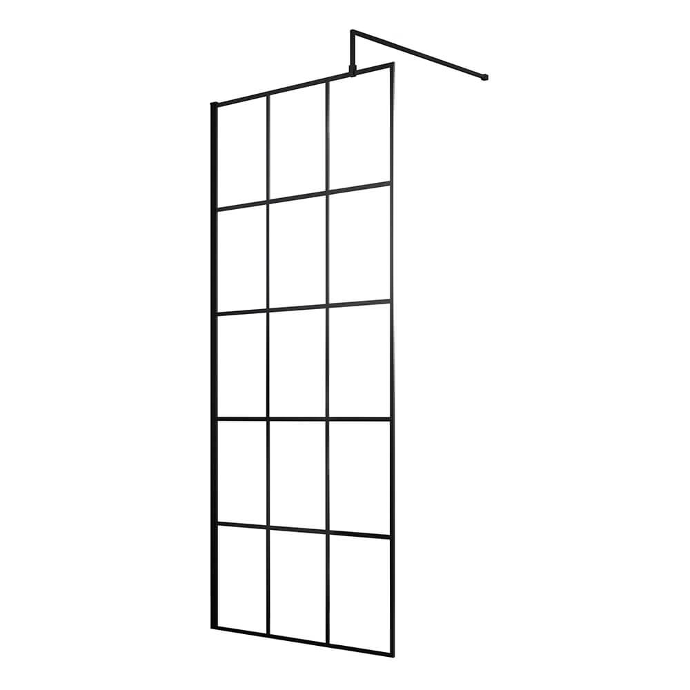 Vellamo City 8mm Framed Matt Black Easy Clean Walk In Panel & Optional ...