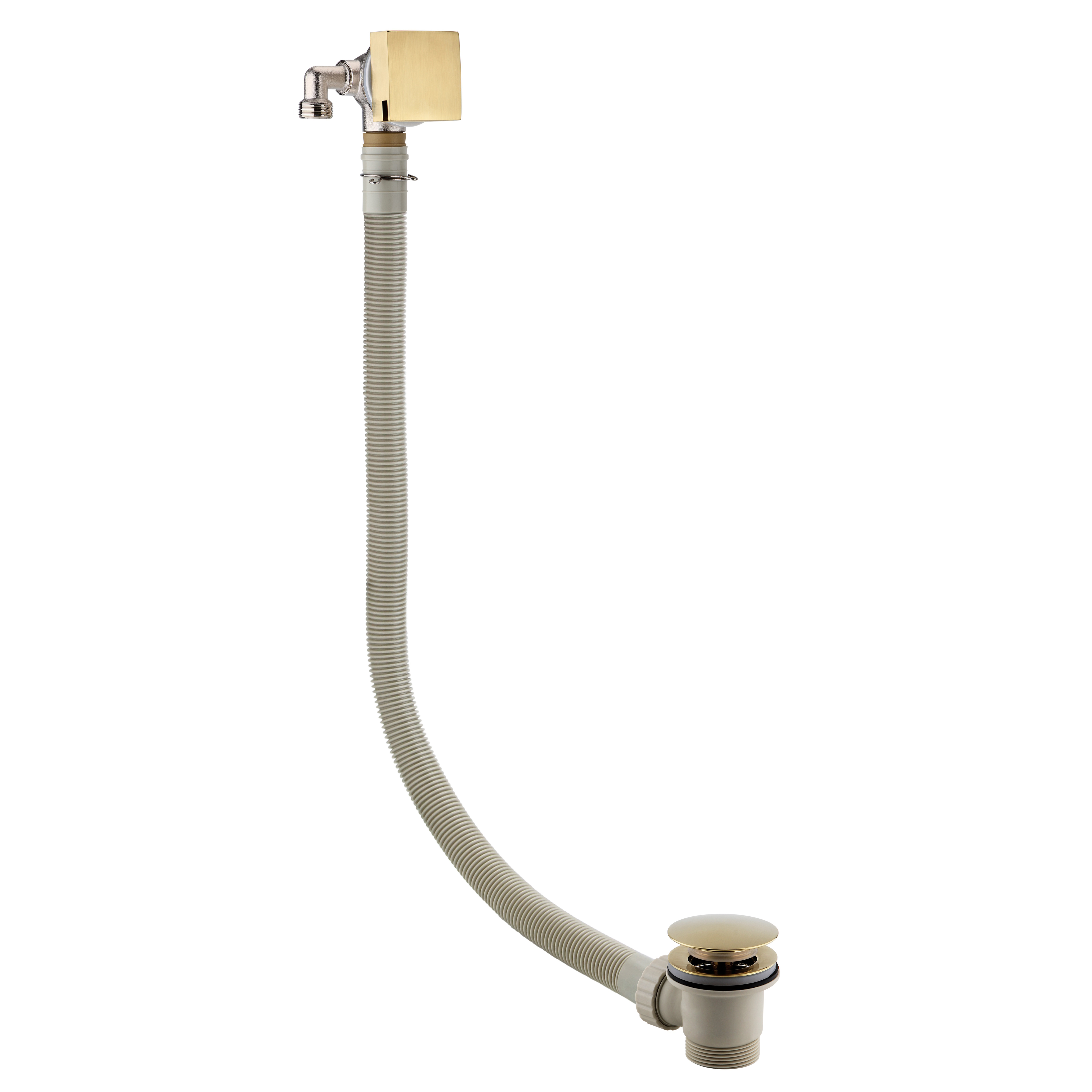 Harbour Status Square Overflow Bath Filler - Brushed Brass | Tap Warehouse