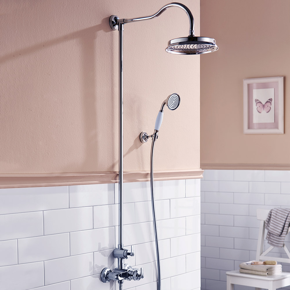 Flova Liberty Exposed Thermostatic Shower Column with Overhead ...