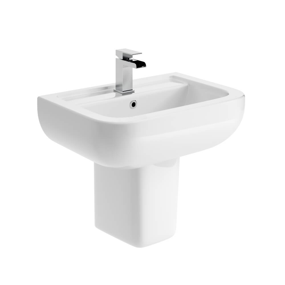 Harbour Icon 550mm 1 Tap Hole Basin & Semi Pedestal | Tap Warehouse