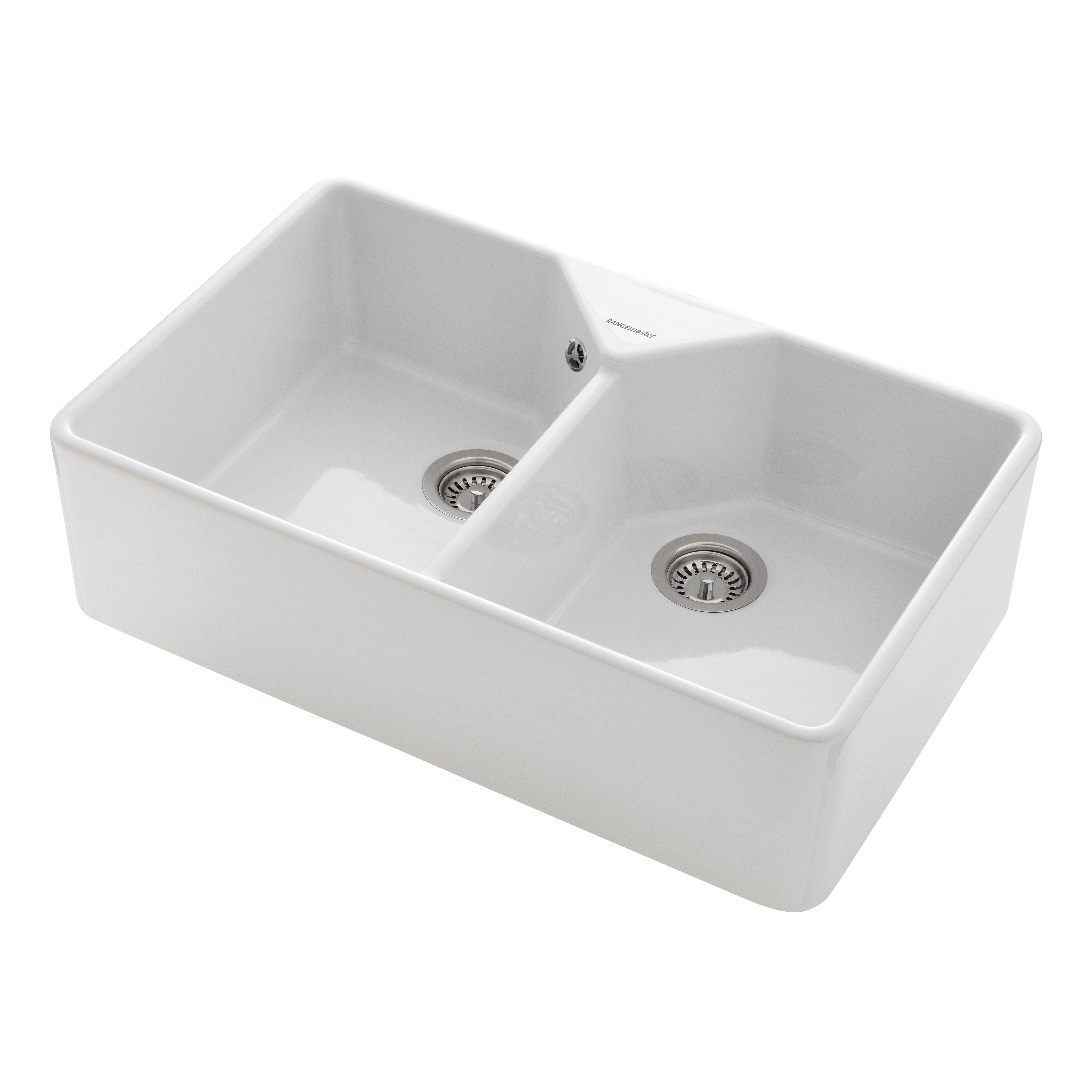 Rangemaster Double Bowl Belfast White Fireclay Ceramic Kitchen Sink ...
