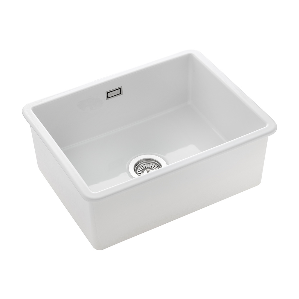 Rangemaster Rustique 1 Bowl Inset/Undermount Fireclay White Ceramic ...