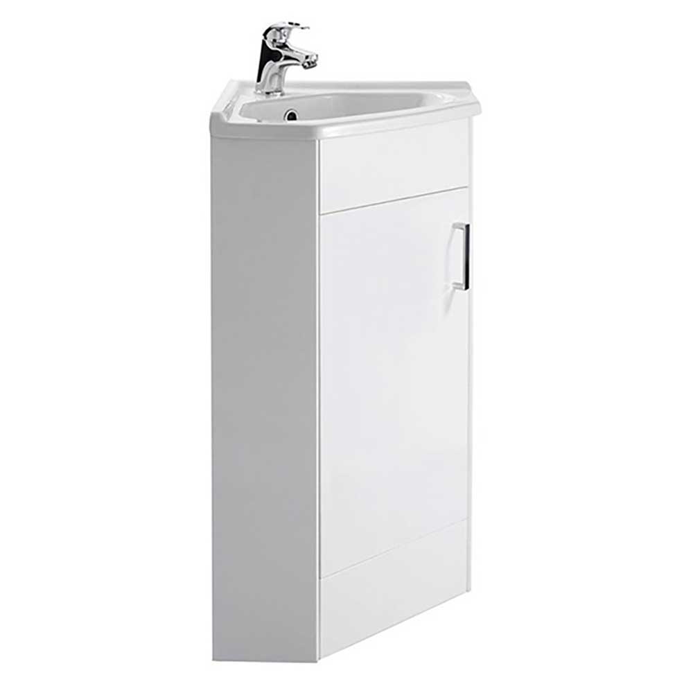 Vellamo Alpine 1 Door Corner Cabinet Vanity Unit & Ceramic Basin ...
