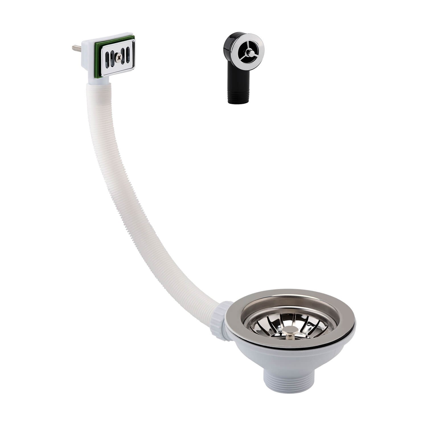 Chrome Basket Strainer Kitchen Sink Waste, Overflow Pipework & Overflow ...