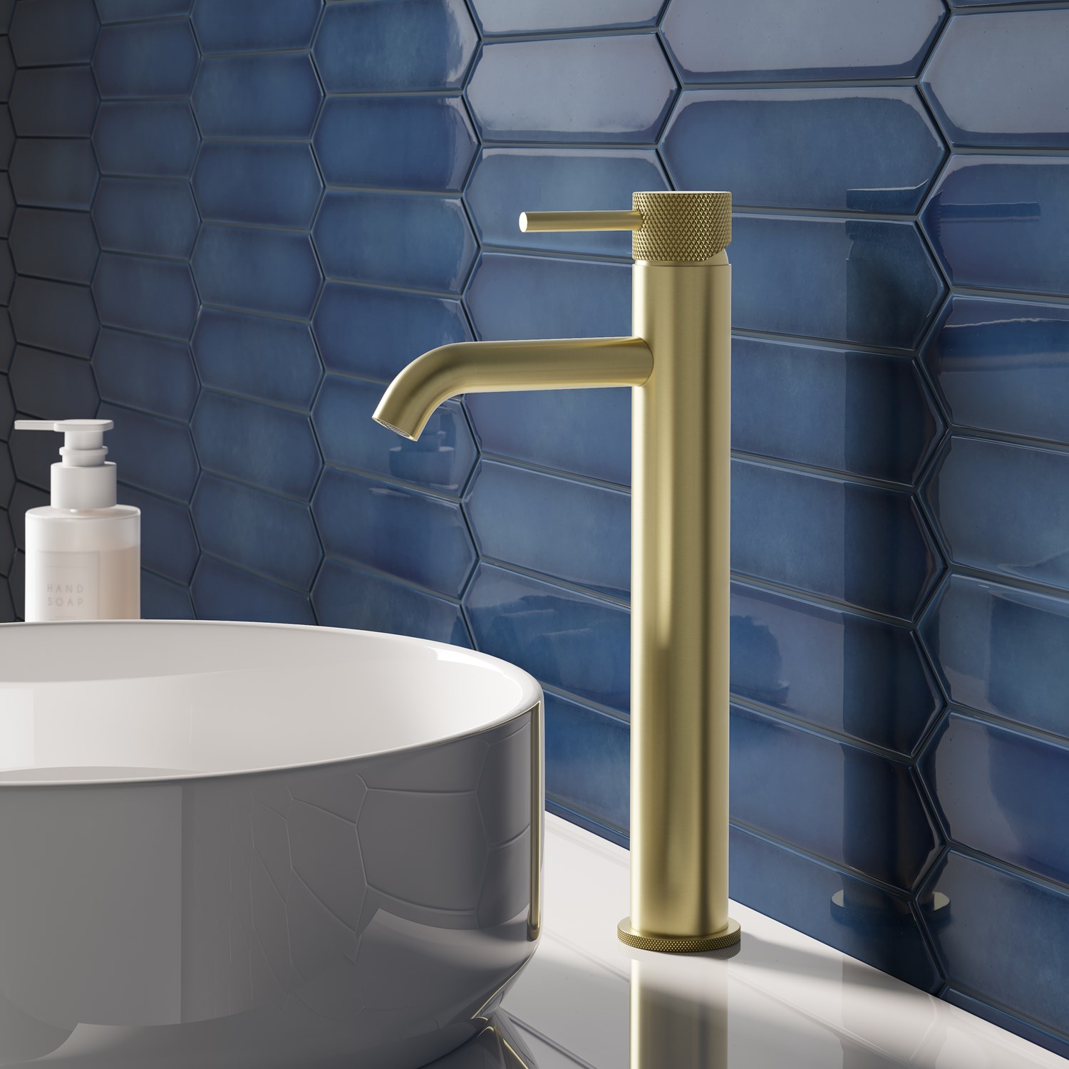 Harbour Clarity Knurled Tall Basin Mixer Tap | Tap Warehouse