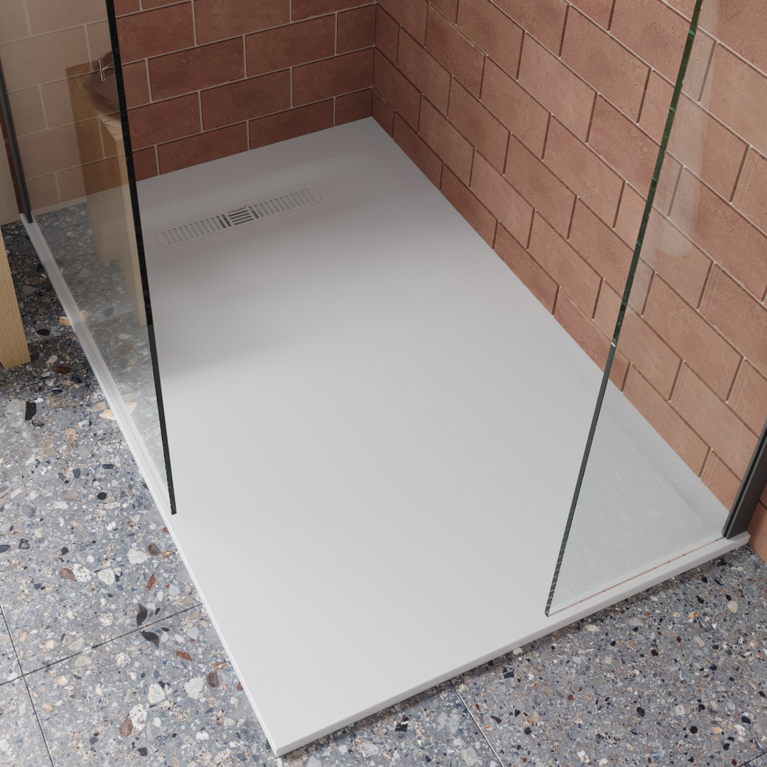 Crosswater Vito 25mm Dolomite Stone Resin Rectangular Shower Tray with ...