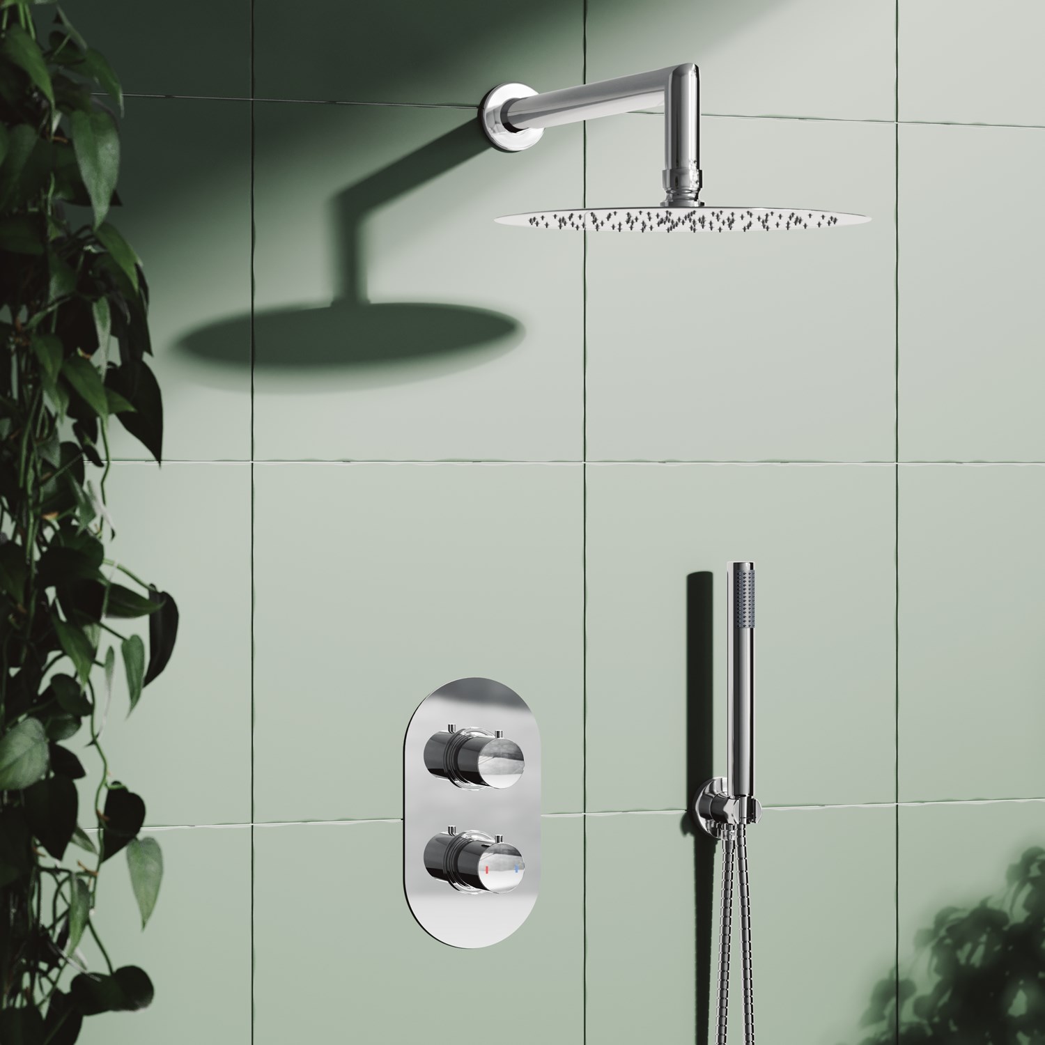 Holly Concealed Shower Valve, Fixed Shower Head & Handset | Tap Warehouse