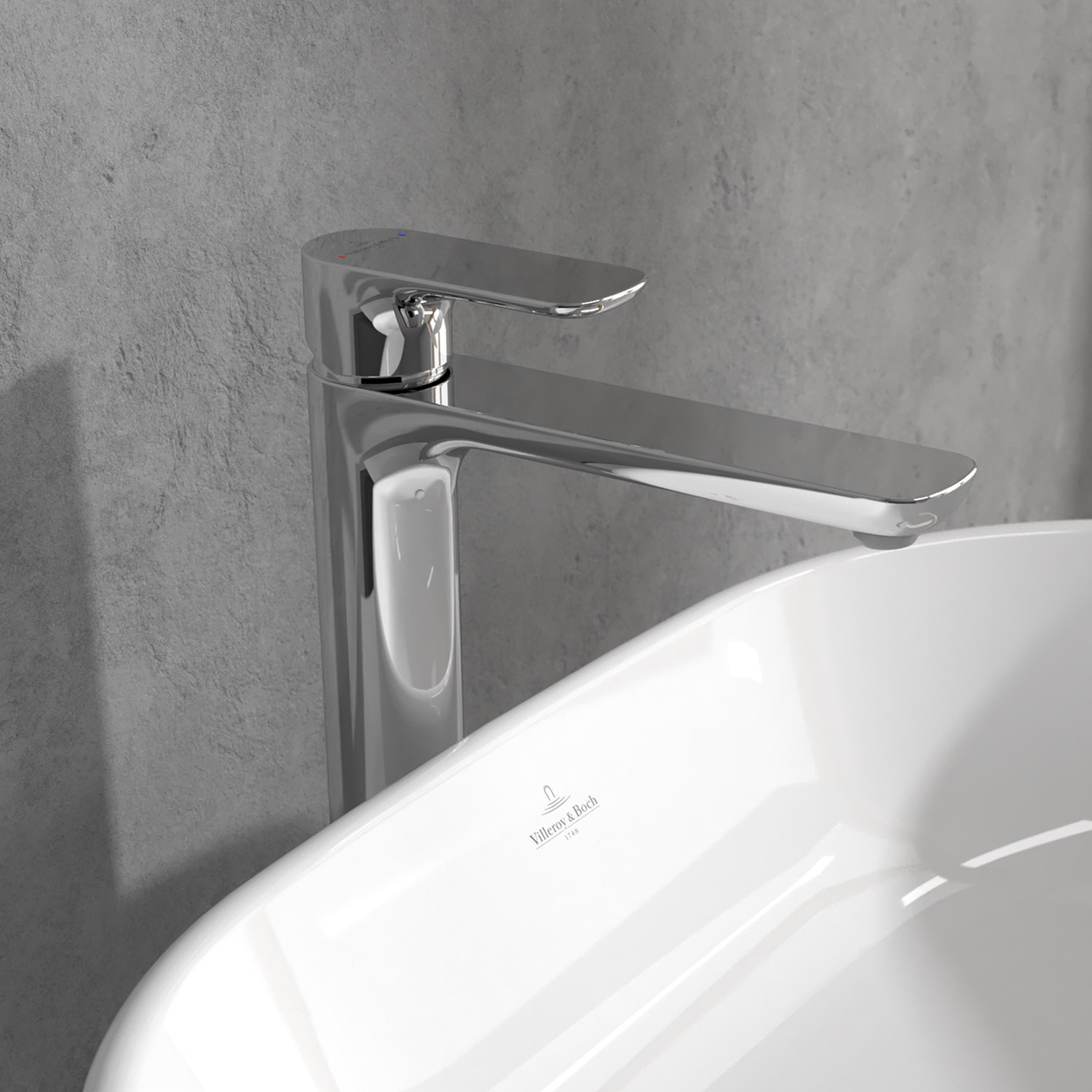 Villeroy & Boch O.novo Tall Basin Mixer Tap with Click Clack Waste ...