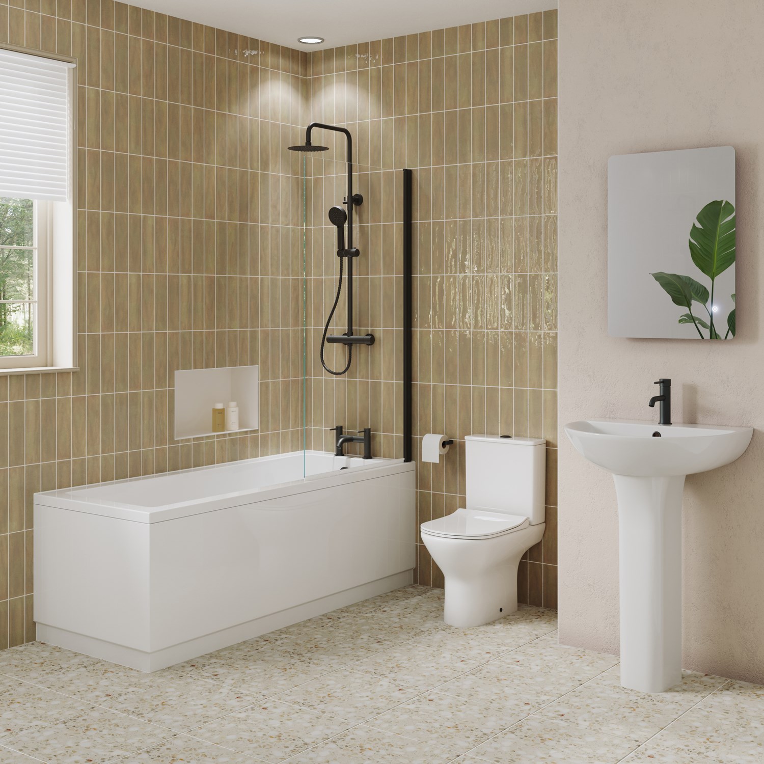 Harbour Acclaim Complete Matt Black Bathroom Suite with Shower Bath ...