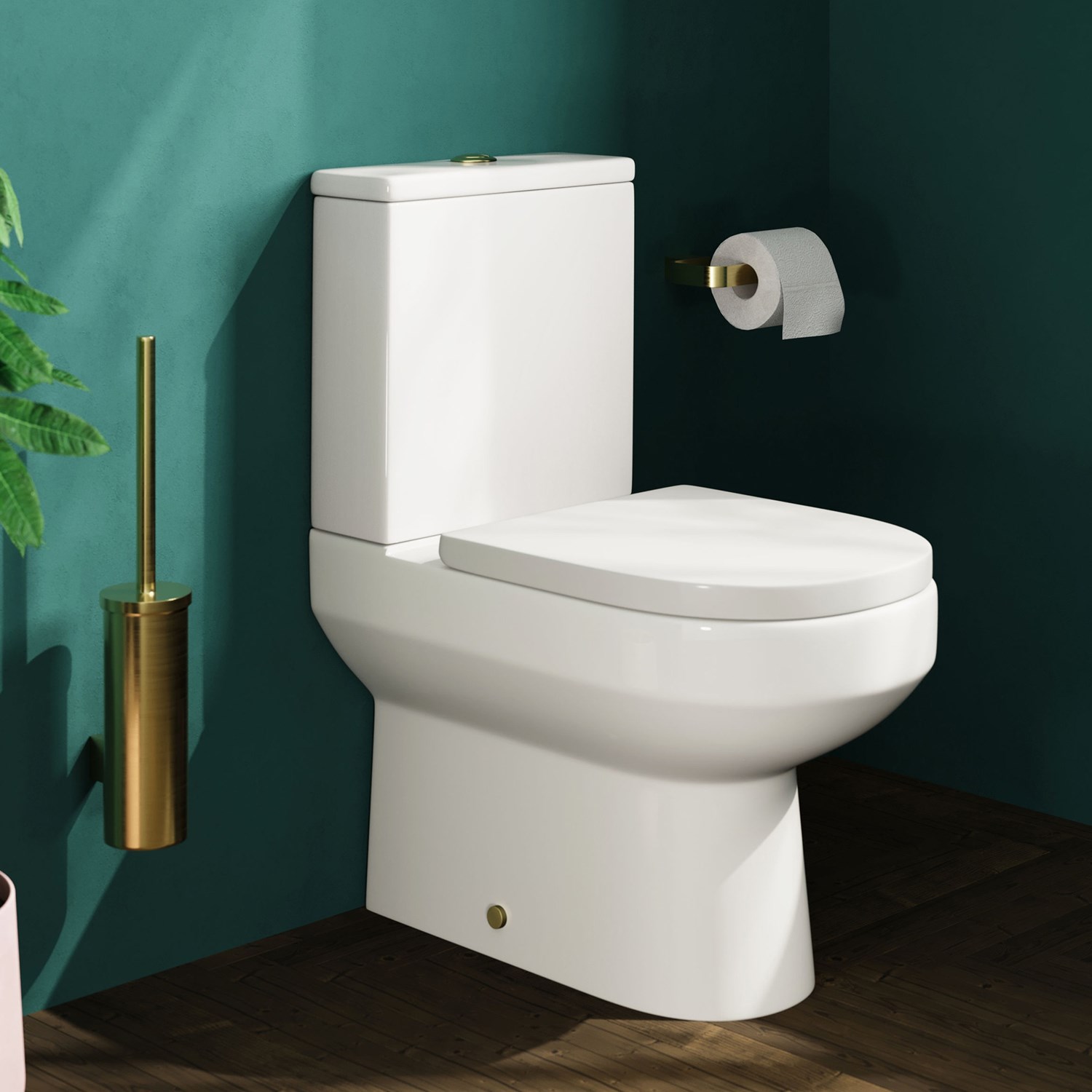 Lorraine Rimless Back To Wall Close Coupled Toilet & Soft Close Seat ...