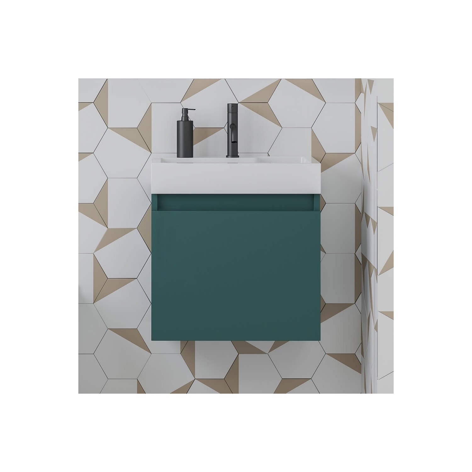 Minnie 500mm Wall Mounted 1 Door Vanity Unit & Polymarble Basin ...