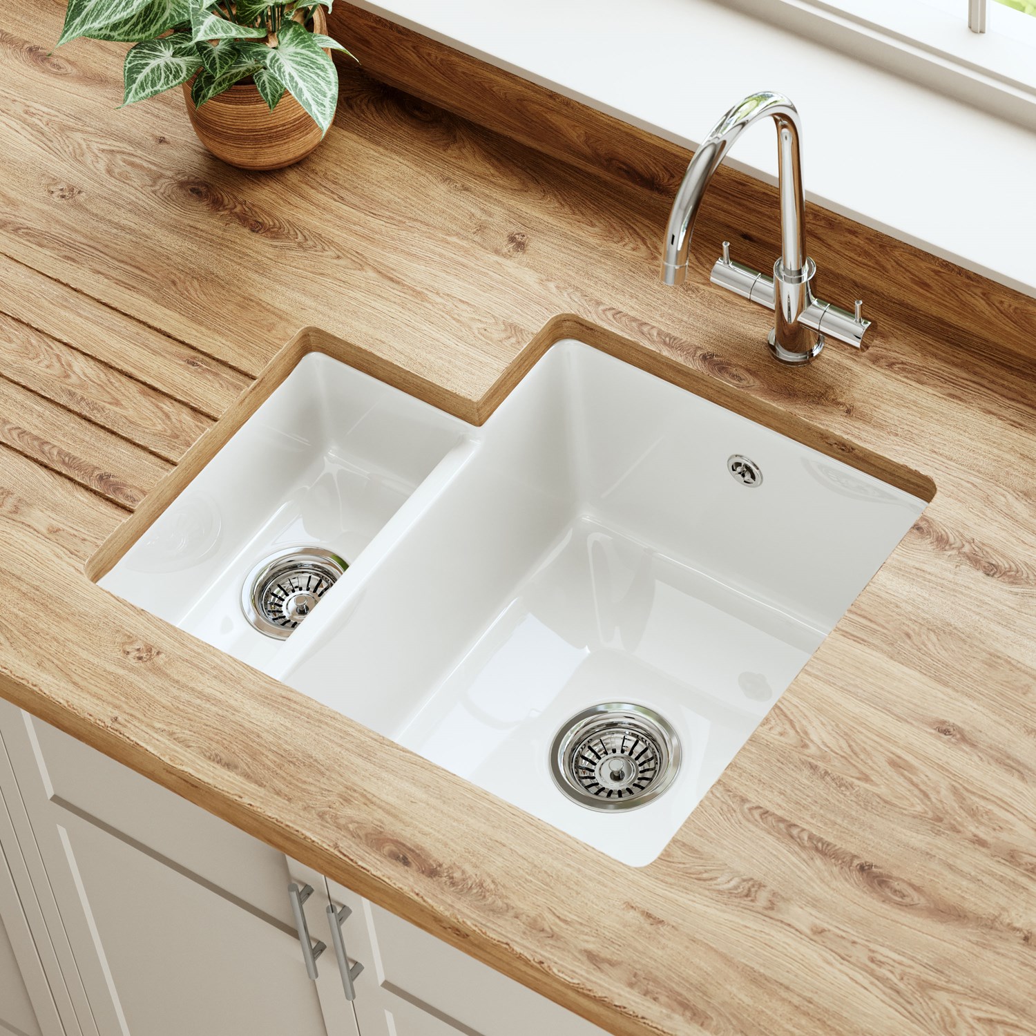 Butler & Rose Bryn 1.5 Bowl White Fine Fireclay Ceramic Inset ...