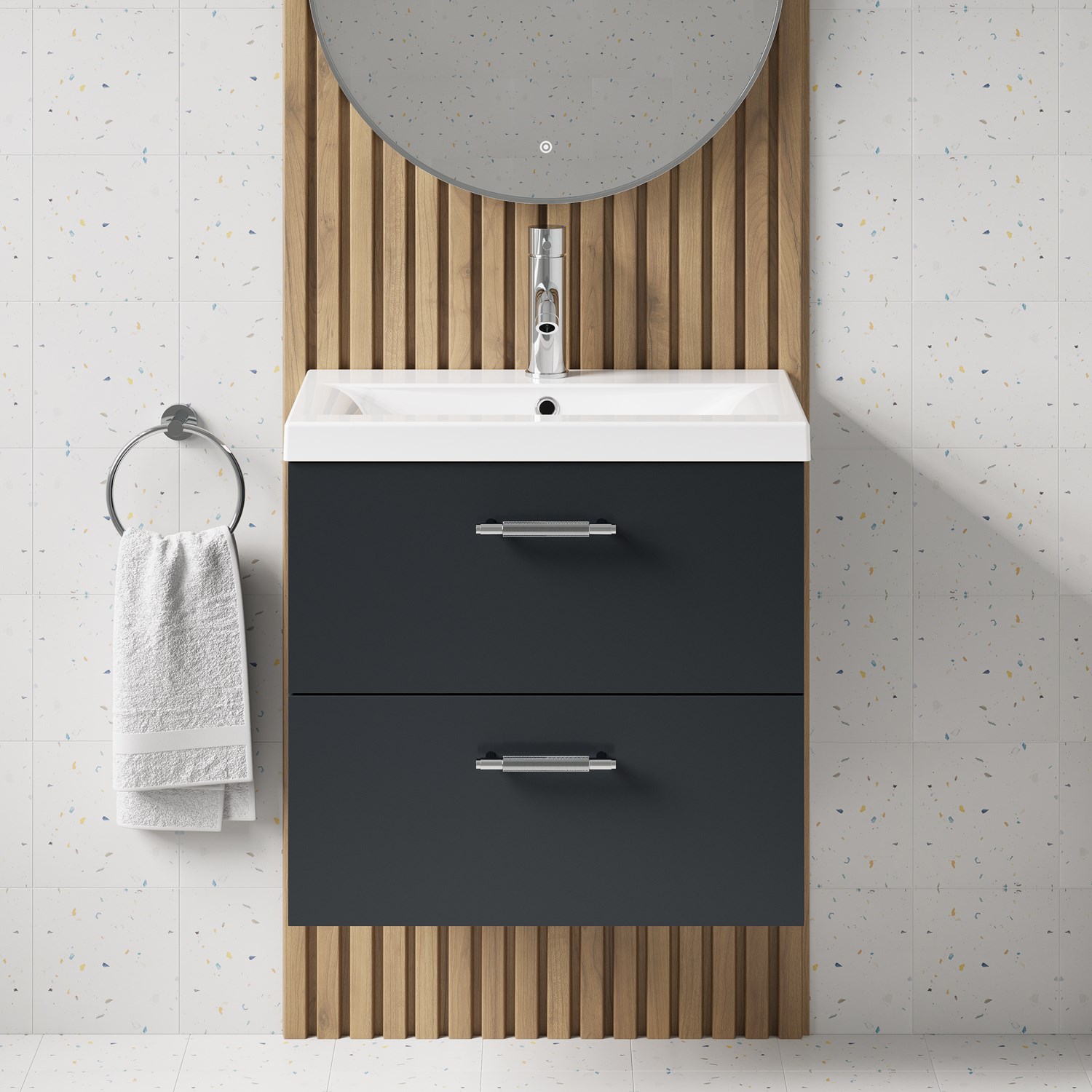 Erin 600mm Wall Mounted 2 Drawer Vanity Unit & Basin | Tap Warehouse