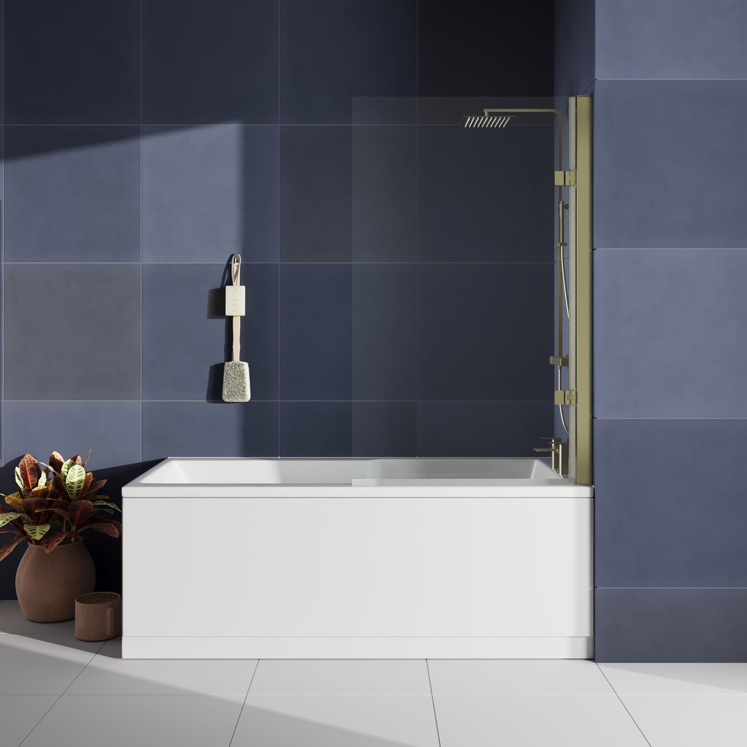 Drench Keyhole Shower Bath & Brushed Brass Shower Screen | Tap Warehouse