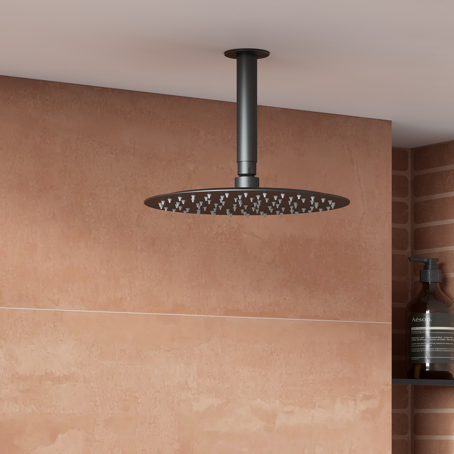 Harbour Clarity Round Shower Head with Ceiling Arm | Tap Warehouse