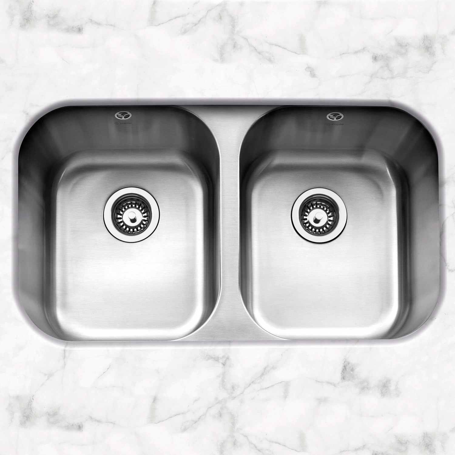 Caple Form 2 Bowl Undermount Satin Stainless Steel Sink & Waste Kit ...