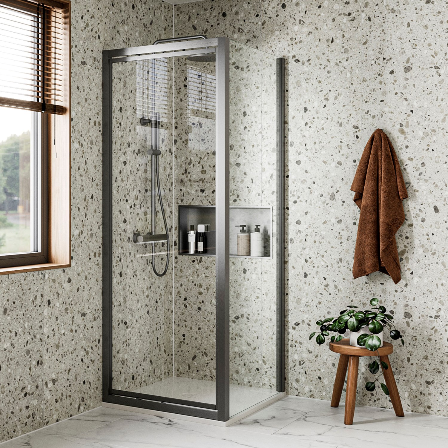 Crosswater Clear 6 6mm Slate Infold Door & Optional Side Panel | Tap ...