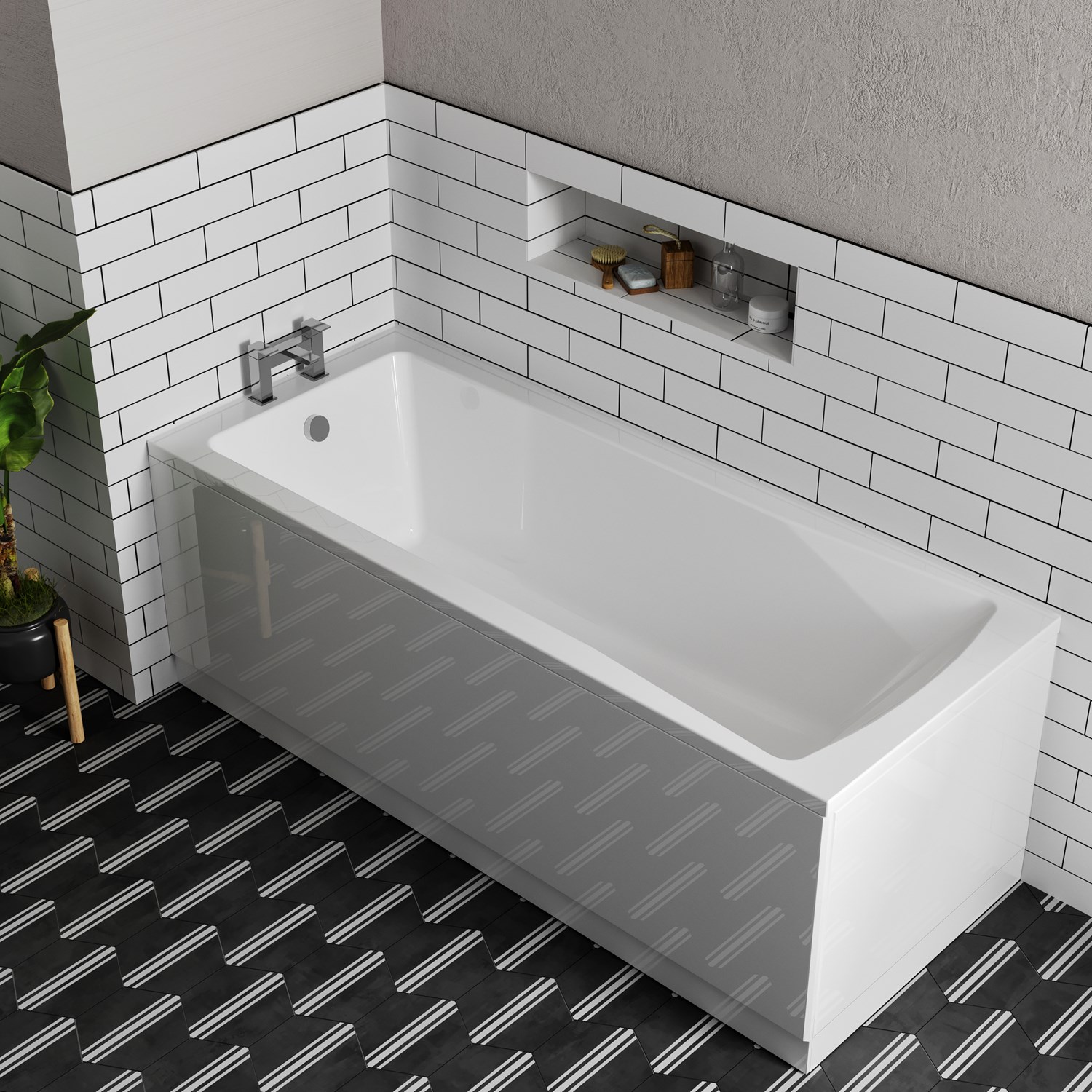 Drench Straight Single Ended Bath - Square | Tap Warehouse