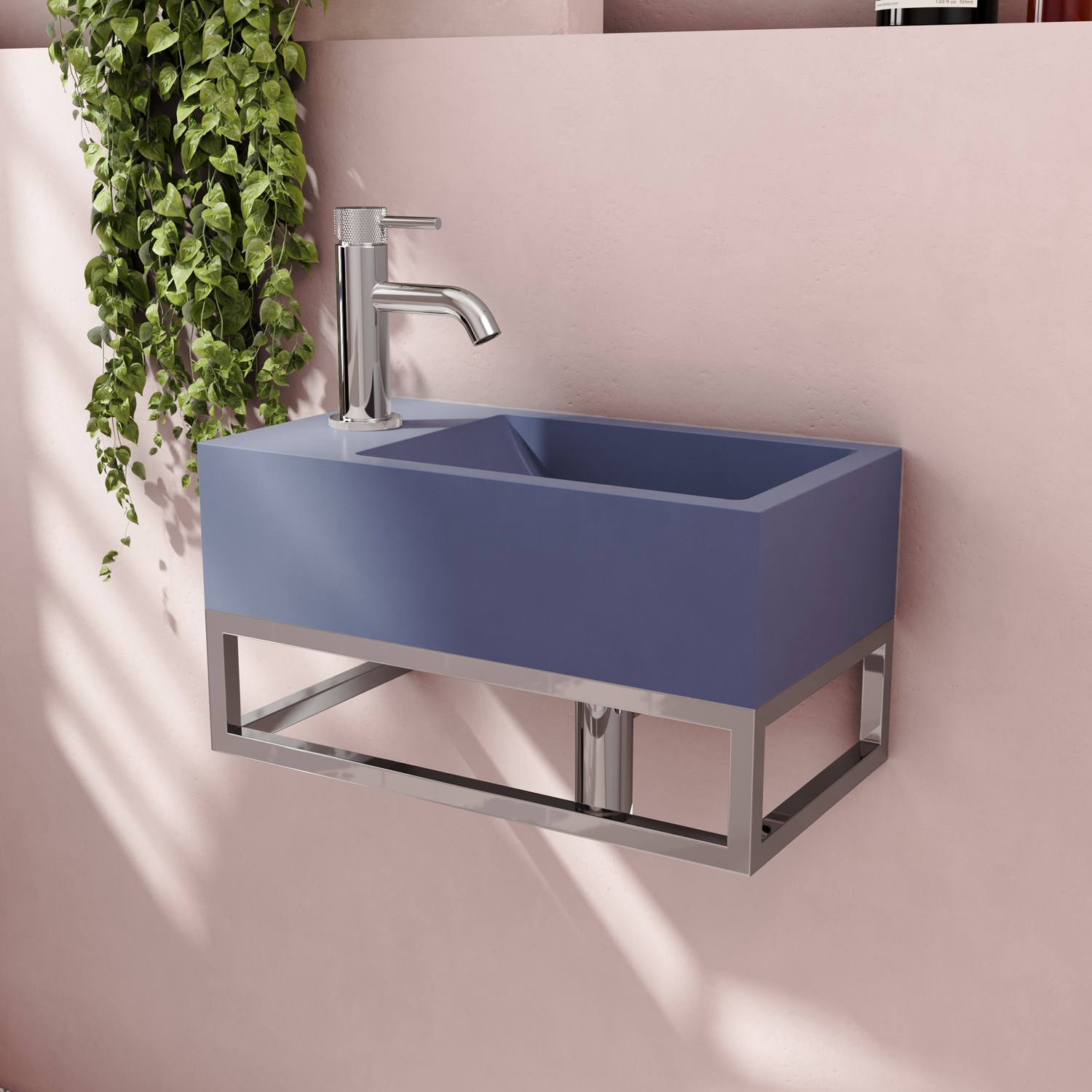Harbour Concrete 400mm Cloakroom Wall Hung Purple Basin & Frame | Tap ...