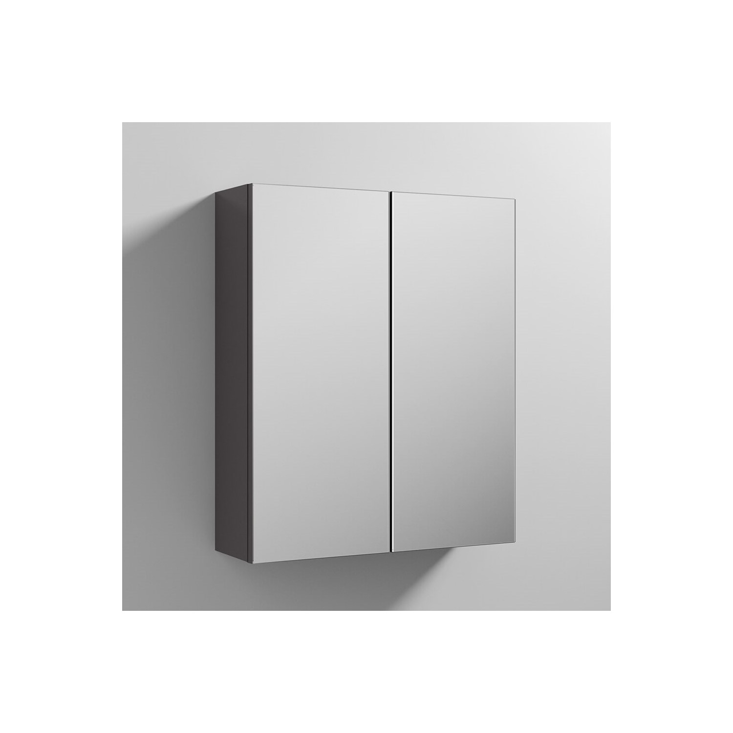 Emily 600mm Double Door Mirror Cabinet - Gloss Grey | Tap Warehouse