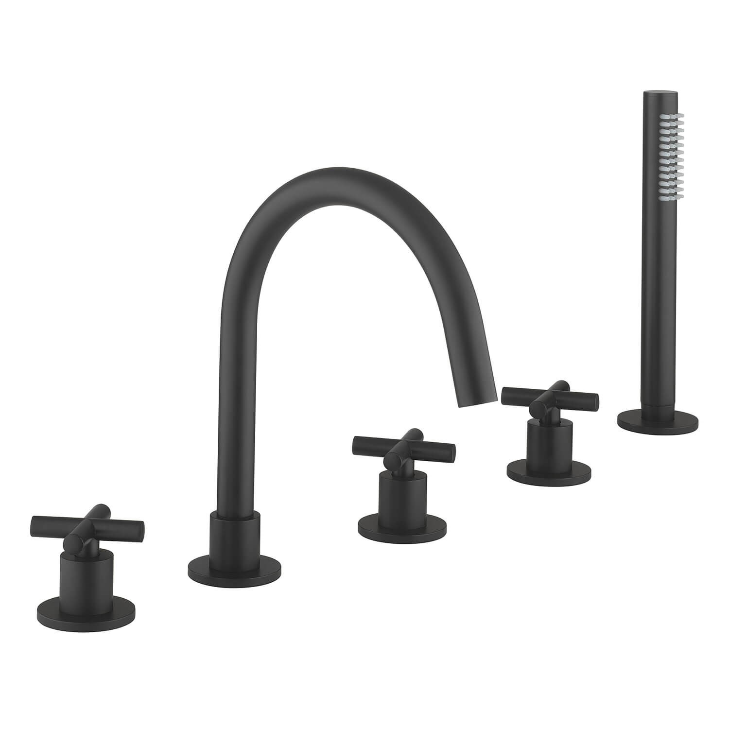 Crosswater MPRO 5 Hole Bath Mixer Tap & Shower Handset with Crosshead ...