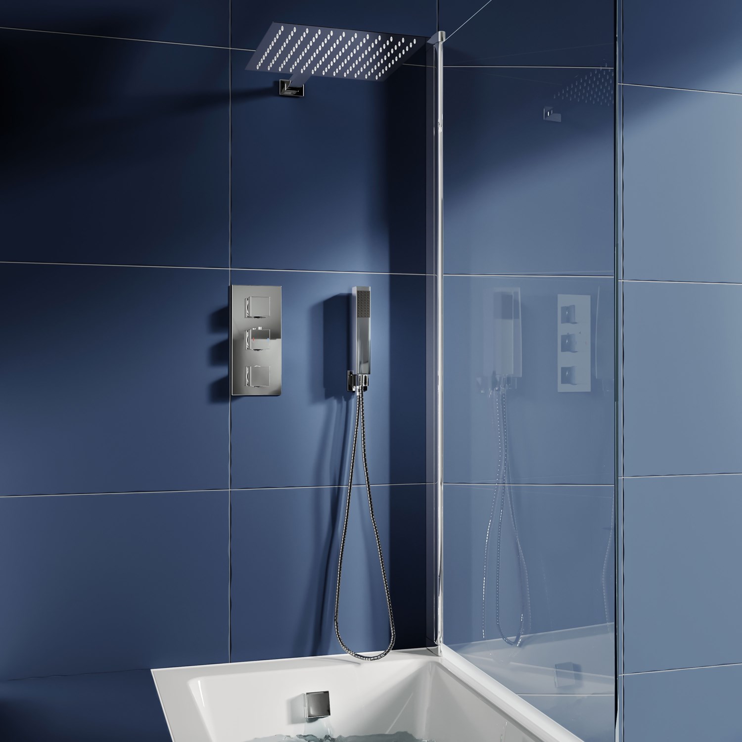 Zane Concealed Shower Valve, Fixed Shower Head, Handset & Overflow Bath ...