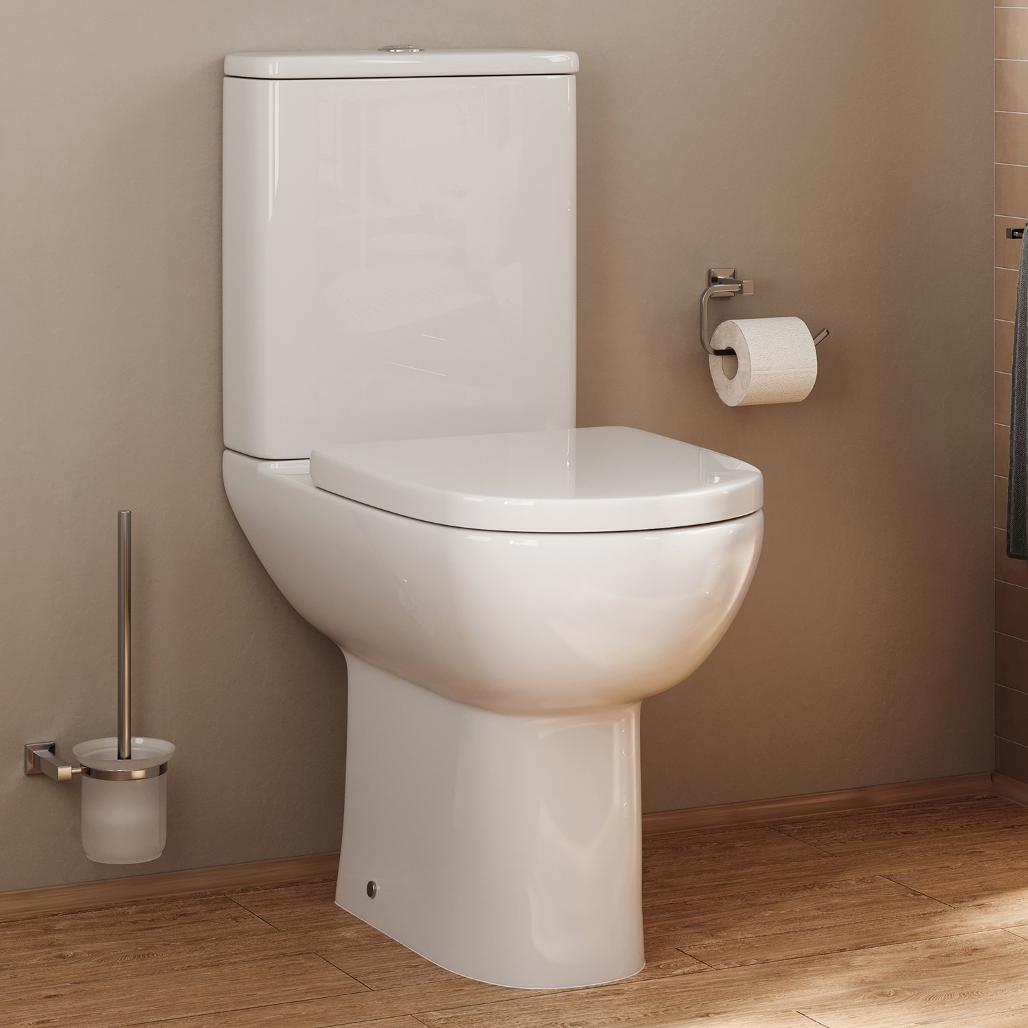 Anderson Rimless Comfort Height Close-Coupled Toilet & Soft Close Seat ...