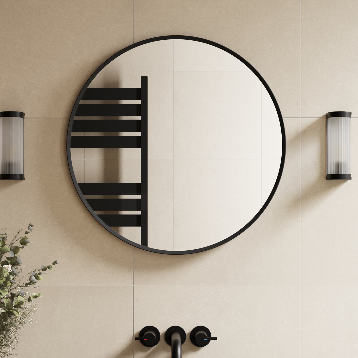 Marcos Round Framed Mirror - 600mm | Tap Warehouse