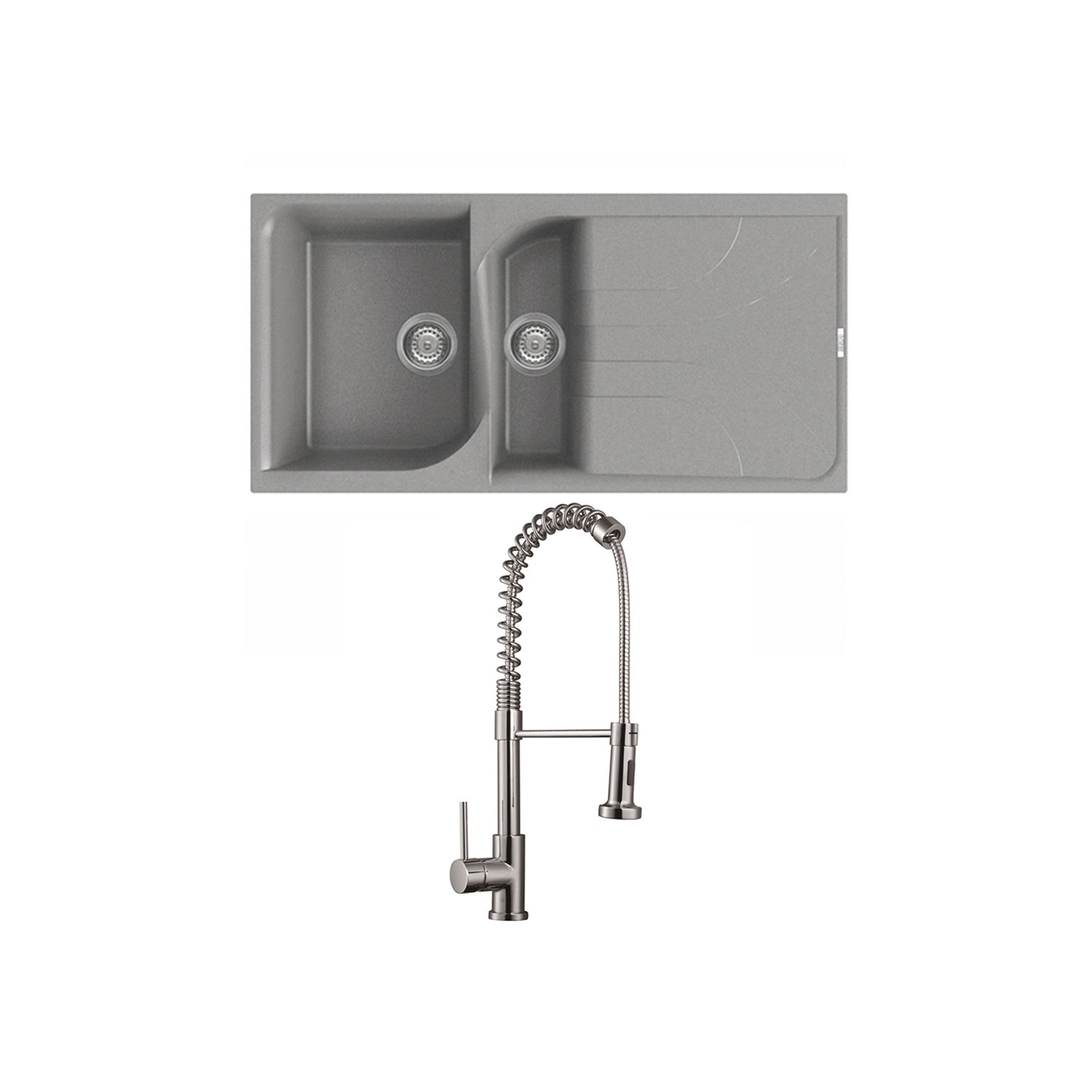 Reginox Ego Titanium Grey Granite Composite 1.5 Bowl Kitchen Sink ...