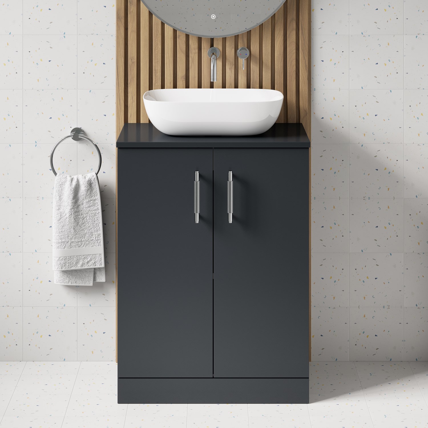 Erin 600mm Floorstanding 2 Door Vanity Unit & Countertop | Tap Warehouse