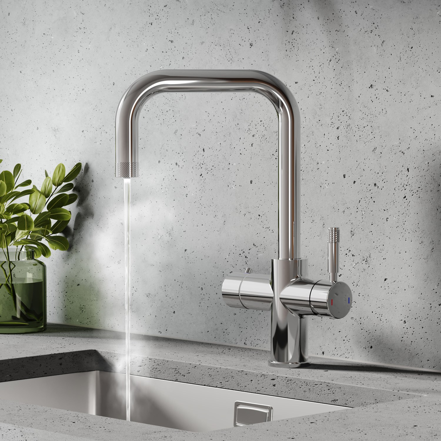 Vellamo Aura 4-in-1 Instant Boiling Water Tap with Knurled Handles ...