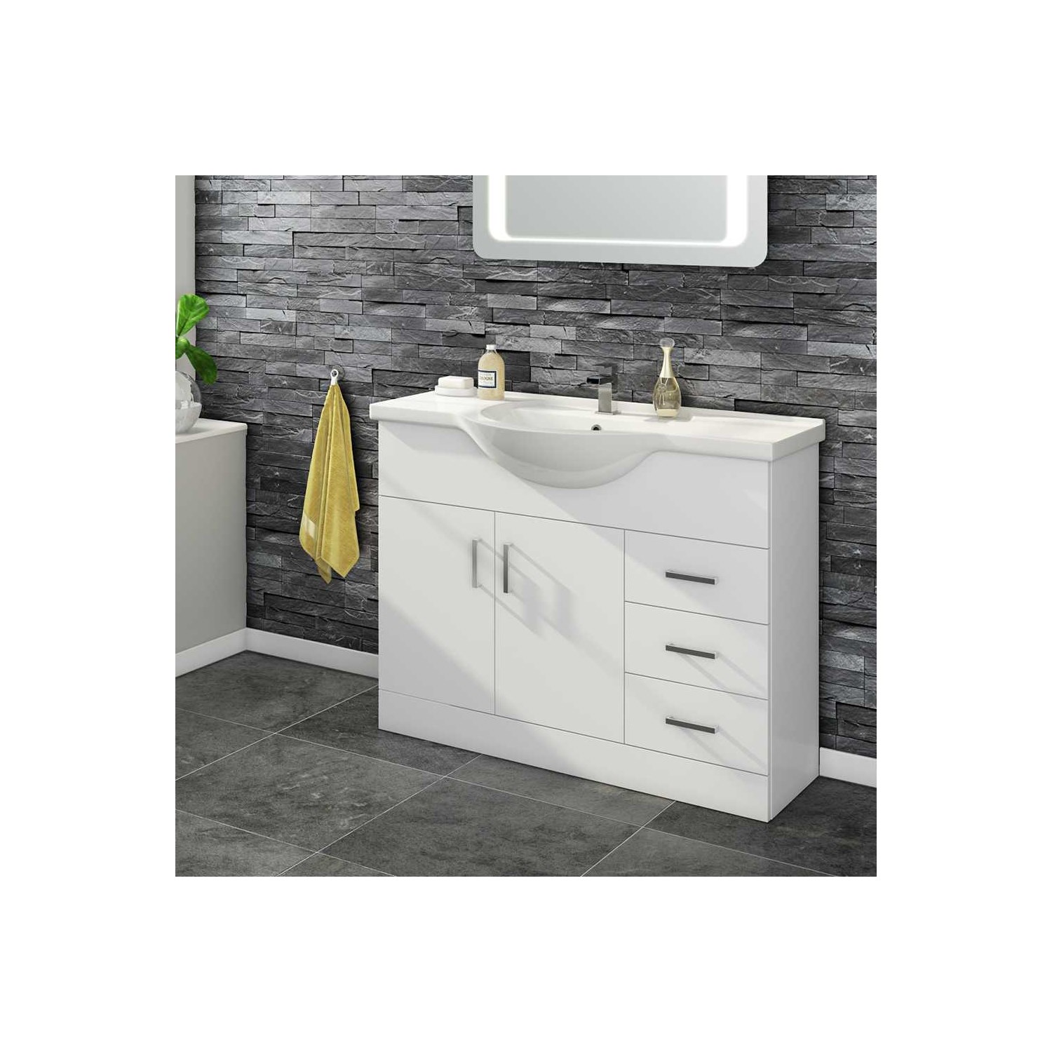 Vellamo Alpine 1060mm Floorstanding Vanity Unit & Basin - Gloss White ...