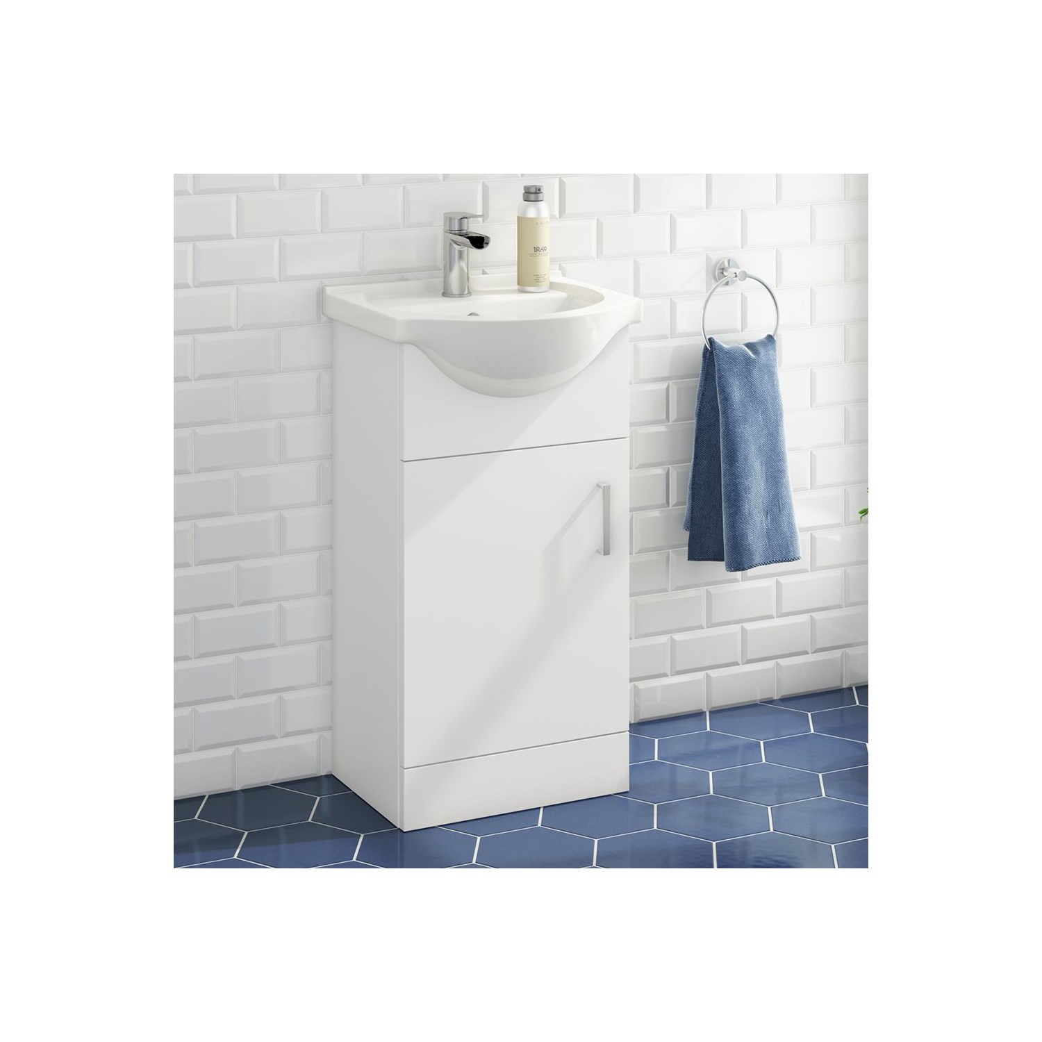 Vellamo Alpine 450mm Floorstanding Vanity Unit & Basin - Gloss White ...