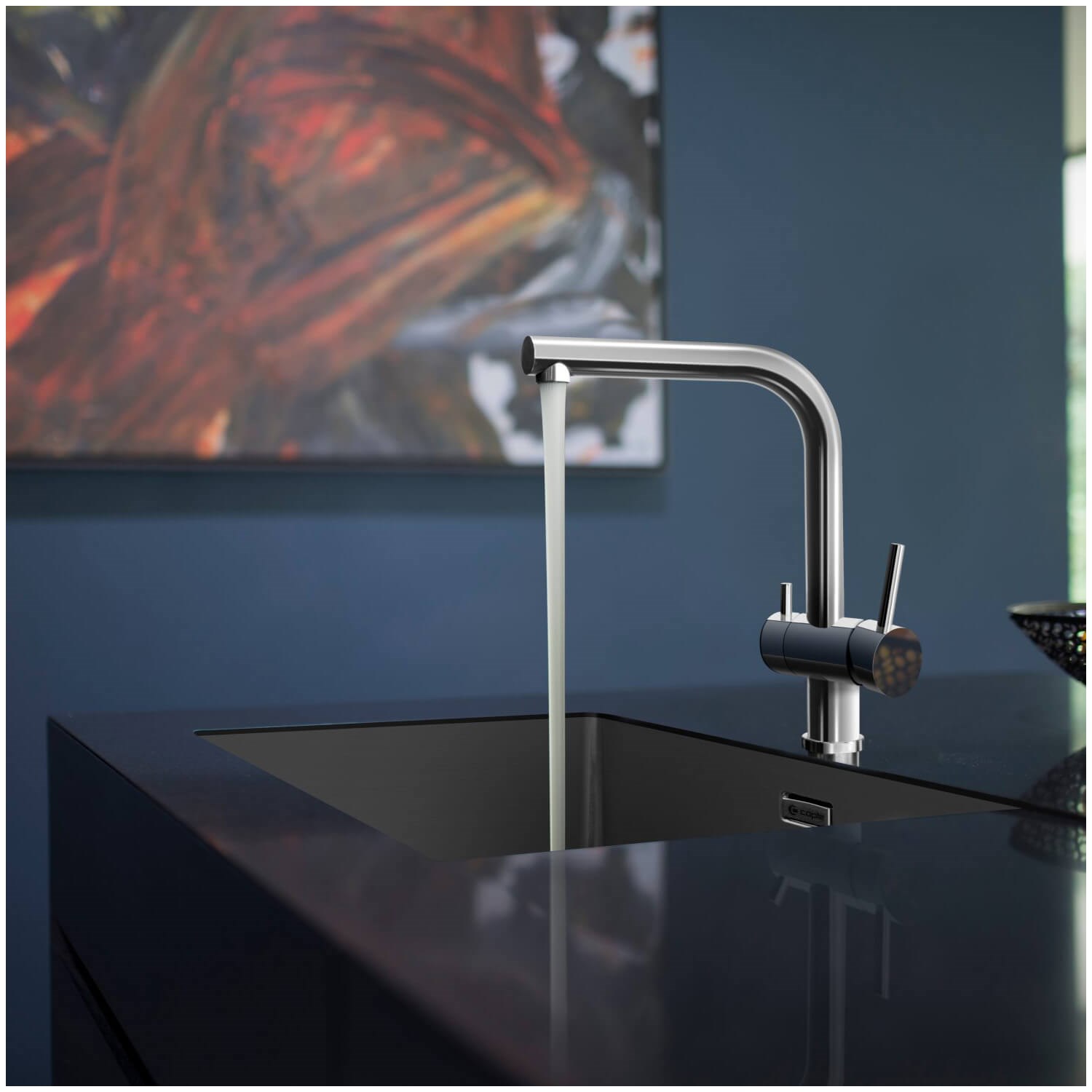 Caple Atmore Puriti Twin Lever Mono Kitchen Mixer & Cold Filtered Water ...